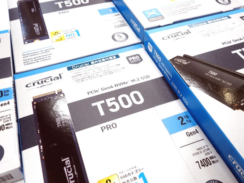 シーケンシャル読込最大7,400MB/s、CrucialからPCIe Gen4 M.2 2280 NVMe SSD「Crucial T500 ...