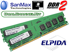 SanMax SanMax DDR2-1066 2GB*2枚 CL5 ELPIDA 『4GB DualSet』 SMD-4G88NP-AE-D ...
