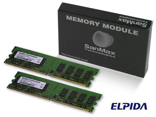 SanMax SanMax DDR2-667 1GB*2枚 CL5 ELPIDA/JEDEC 『2GB DualSet』 SMD-2G88NP ...