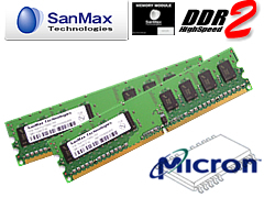 SanMax SanMax DDR2-800 2GB(1GB*2枚組) CL6 Micron/JEDEC SMD-2G88CP-8G-D ...