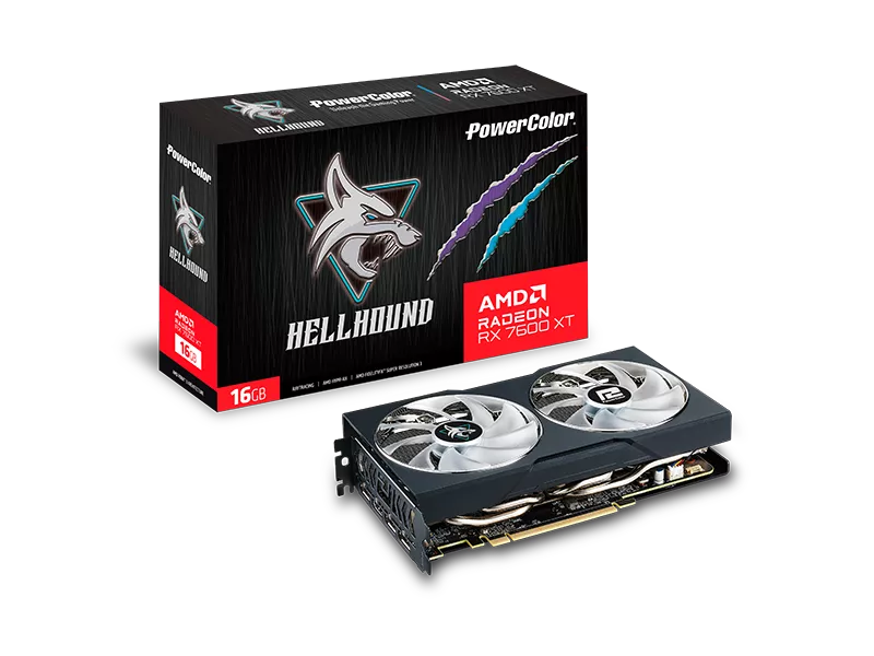 PowerColor Hellhound AMD Radeon RX 7600 XT 16GB GDDR6 Hellhound RADEON ...