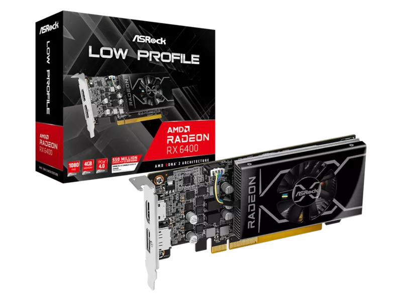 ASRock AMD Radeon RX 6400 Low Profile 4GB RADEON RX 6400 4GB 64-bit ...