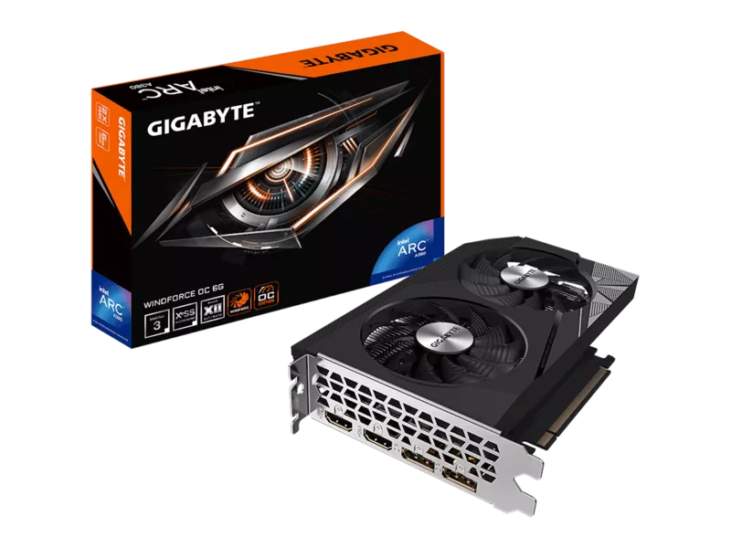 GIGABYTE Arc A380 WINDFORCE OC 6G WINDFORCE Intel Arc A380 6GB 96-bit ...